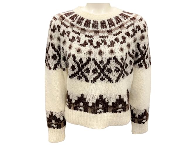 Frame Denim Frame Cream Multi Alpaca Knit Fairisle Sweater Wool ref ...