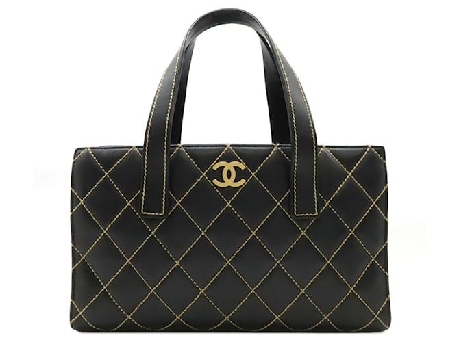 Chanel Wild Stitch Leather Tote Bag Black Pony-style calfskin ref ...