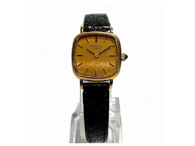 Longines Stainless Steel Square Quartz Golden Leather Metal ref.2435063 ...