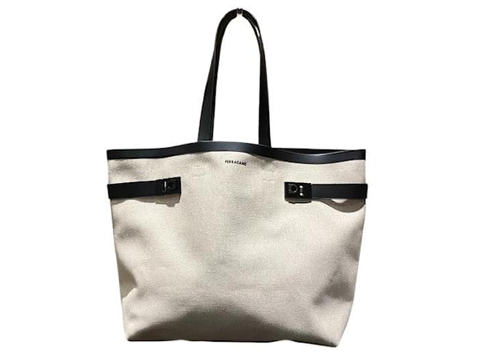 Salvatore Ferragamo Canvas Tote Bag Black Beige Cloth ref.JC2438272 ...