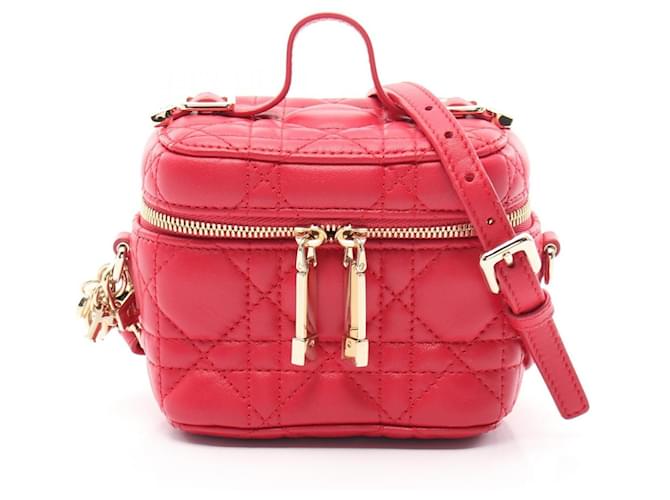 Dior Lady Dior Micro Vanity Leather Bag Red ref.2460800 - Joli Closet