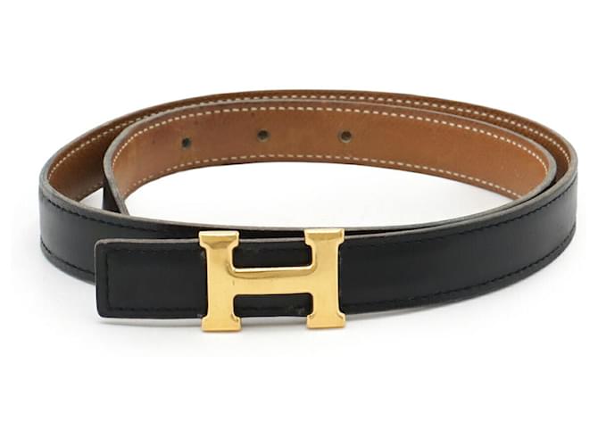 Hermès Hermes Mini H H Belt Leather Belt Black ref.2492712 - Joli Closet