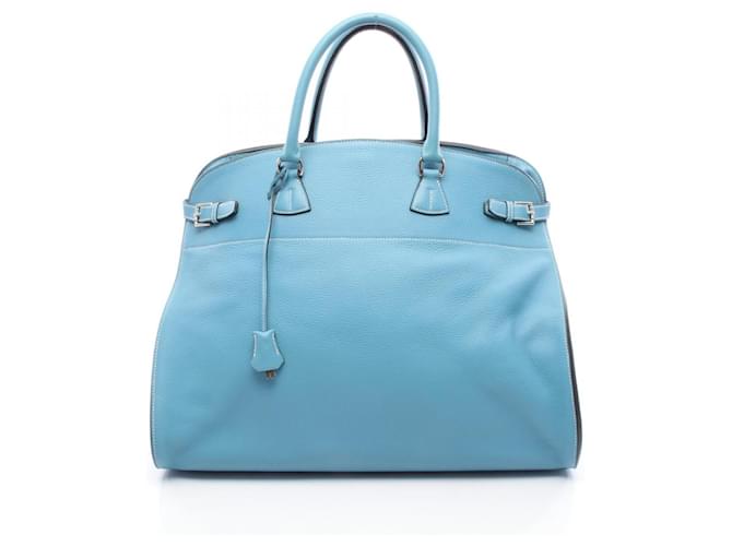 Hermès Frontière Boston Bag Blue Leather ref.2496348 - Joli Closet
