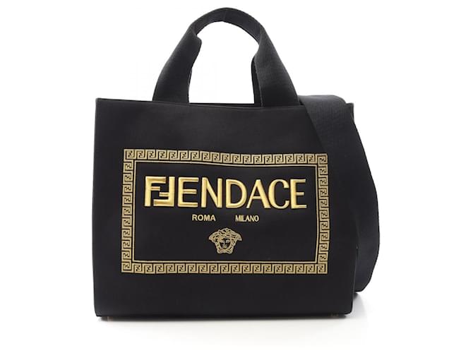 Fendi x Versace Fendace Tote Bag Black Cloth ref.2496395 - Joli Closet