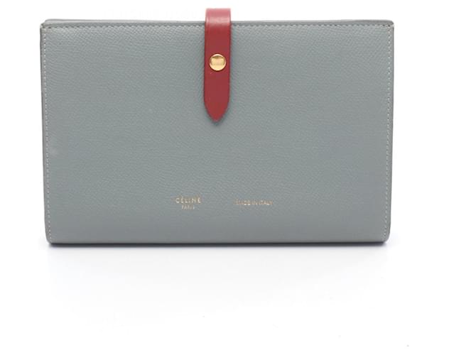 Céline Celine Large Strap Wallet Red Blue Leather ref.2500285 - Joli Closet