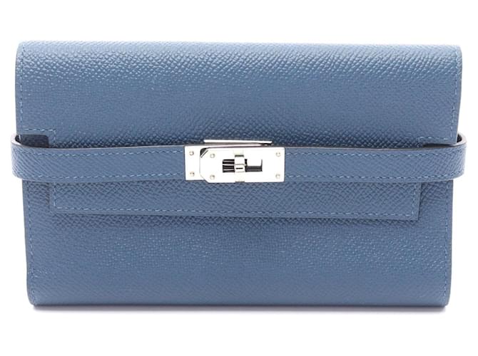 Hermès Hermes Kelly Wallet Medium Trifold Leather Blue Pony-style ...