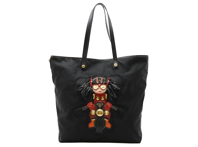 Prada Robot Triangle Logo 2way Tote Bag Black Leather Nylon ref.2518098 ...