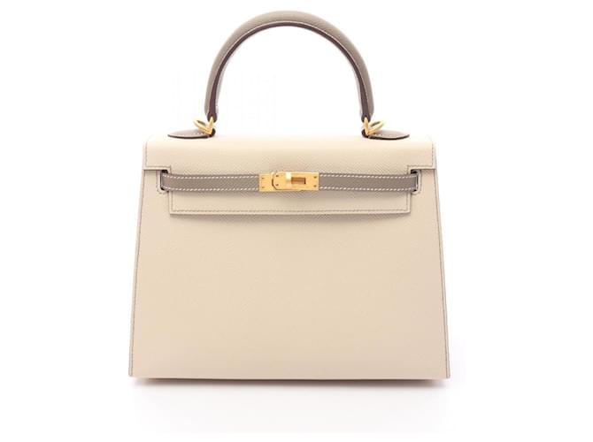Hermès Hermes Kelly 25 Clé Handbag Cream Taupe Leather ref.2530161 ...