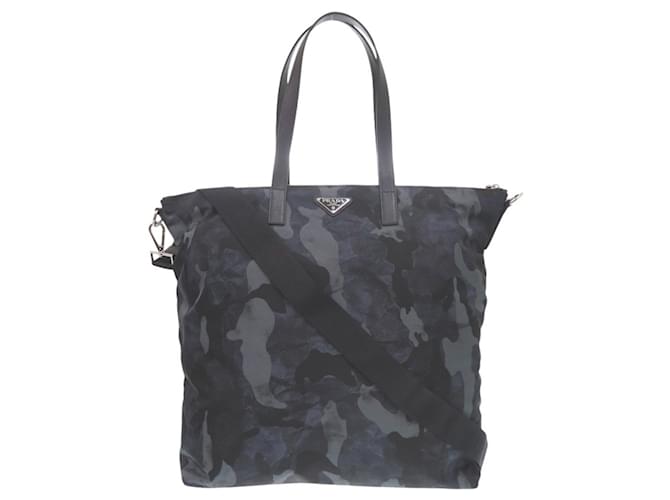 Prada 2-Way Camouflage Nylon Tote Bag Black Navy blue ref.2548387 ...
