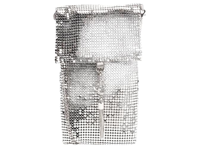 Jimmy Choo Silver soft phone holder Silvery Satin ref.2570587 - Joli Closet