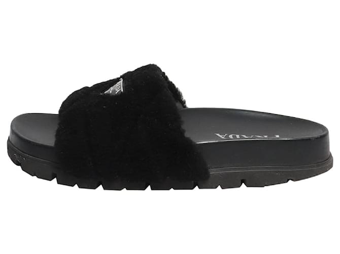 Prada Black fluffy slides - size EU 40 ref.2570589 - Joli Closet