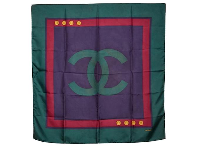 Chanel Coco Mark Silk Scarf Green ref.2581171 - Joli Closet