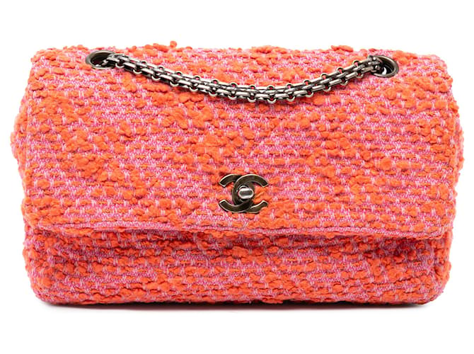 Chanel Orange CC Quilted Tweed Flap Cloth ref.2587119 - Joli Closet