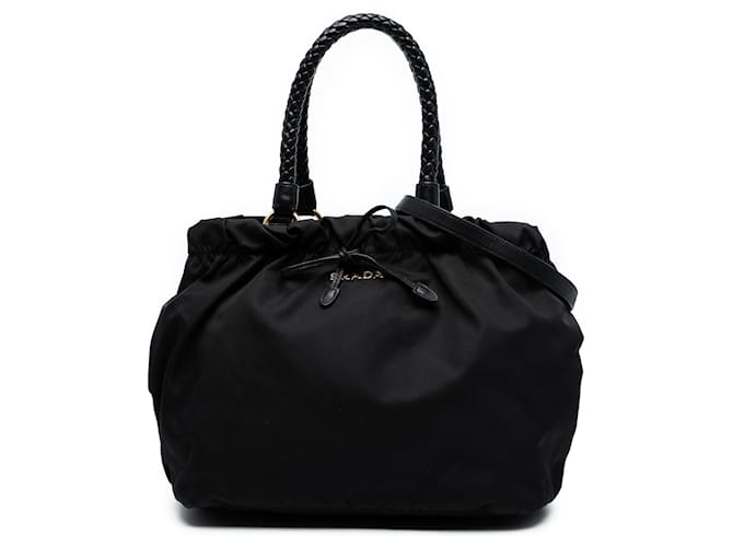 Prada Black Tessuto Bow Satchel Nylon Cloth ref.2597452 - Joli Closet