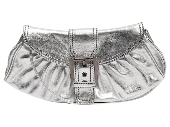 Céline Silver metallic leather shoulder bag Silvery ref.2610566 - Joli ...