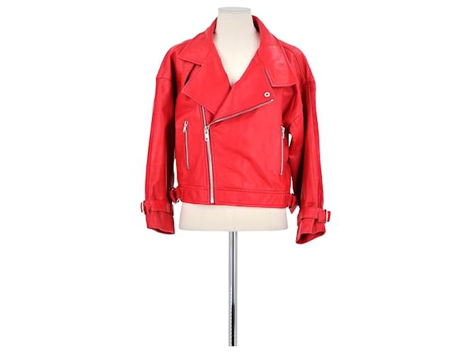 Maje Red leather jacket ref.2615241 - Joli Closet
