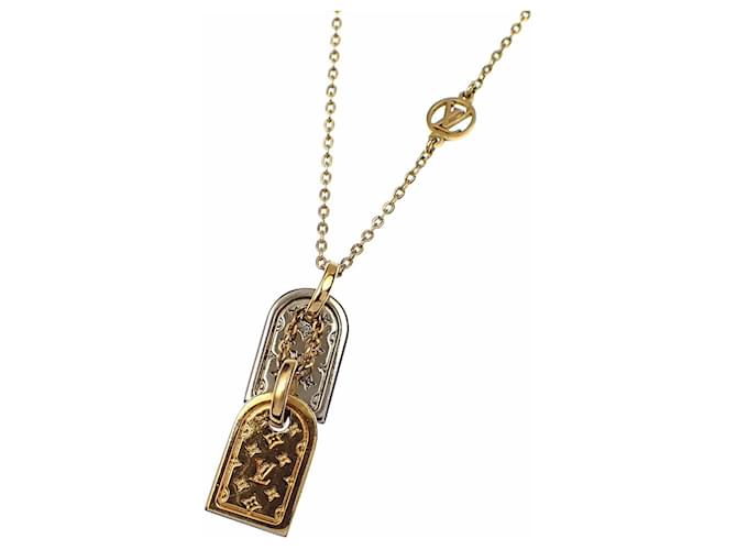 Louis Vuitton Nanogram Necklace Silvery Golden Metal Gold-plated ref ...