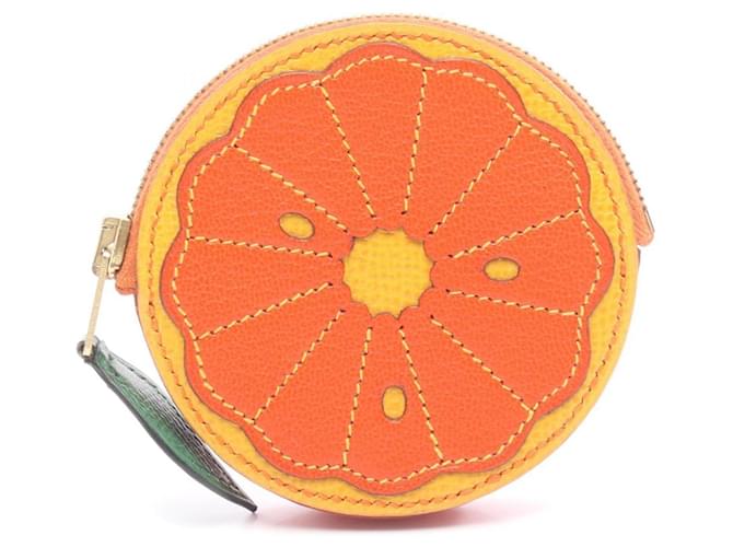 Hermès Hermes Tutti Frutti Coin Purse Green Orange Yellow Diamond ref ...