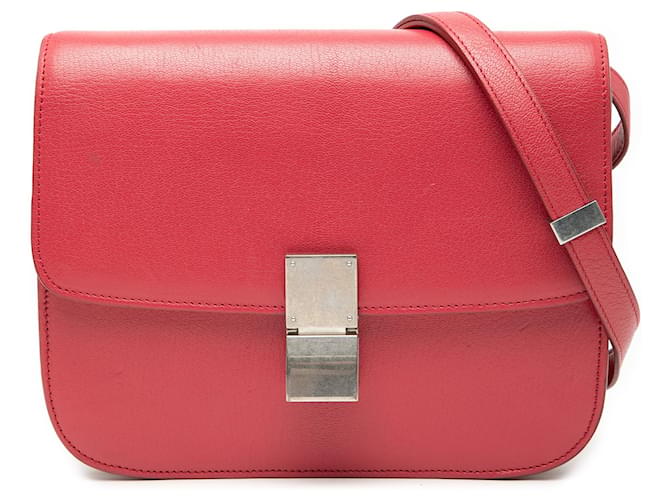 Céline Celine Red Medium Calfskin Classic Box Leather Pony-style ...