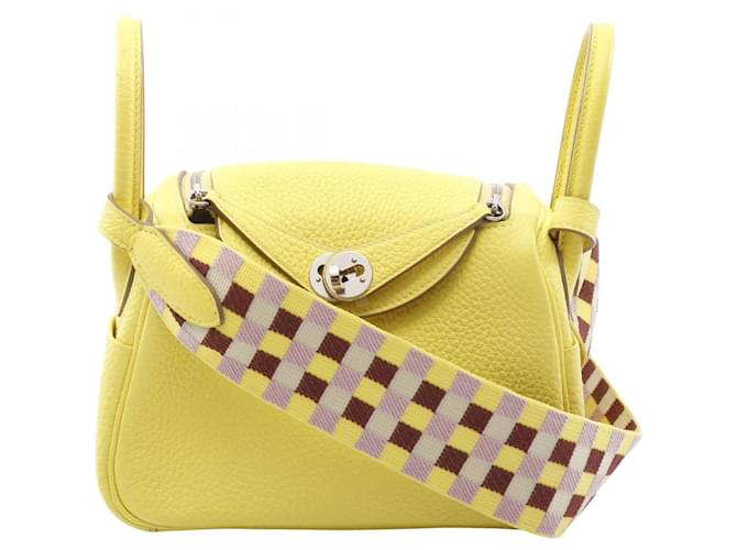 Hermès Hermes Lindy Mini Maxi-Quadrille Shoulder Bag Yellow Leather ref ...