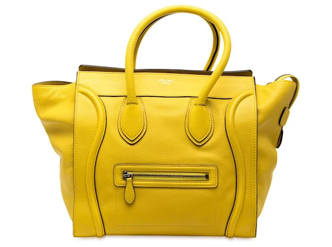 Céline Celine Yellow Mini Calfskin Luggage Tote Leather Pony-style ...
