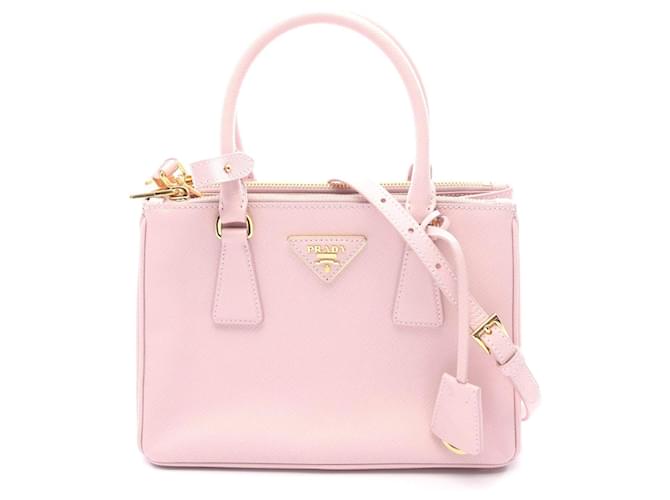 Prada Saffiano Lux Galleria Small Handbag Pink Leather Pony-style ...