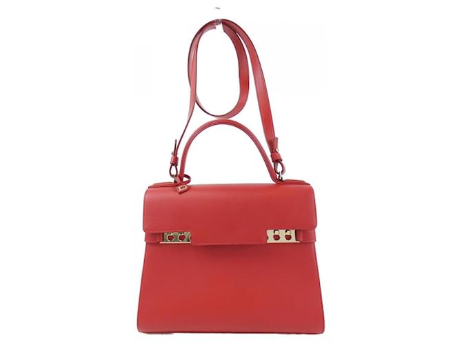 Delvaux Tempete Box Calf Bag Red Leather Pony-style calfskin ref ...