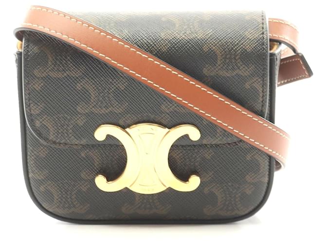 Céline Celine Mini Claude Triomphe Shoulder Bag PVC Coated Canvas ...