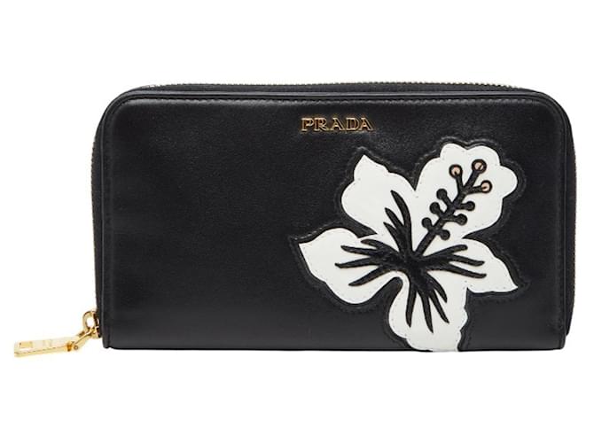 Prada Flower Hula Hawaii Long Wallet Black Leather ref.2686150 - Joli ...