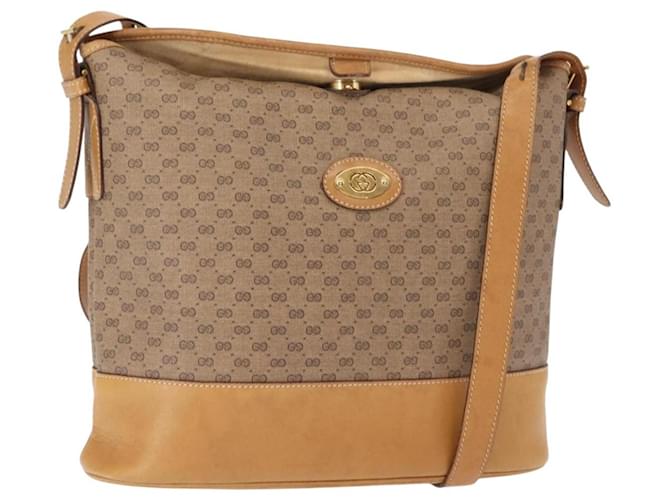 GUCCI Micro GG Supreme Shoulder Bag PVC Beige Gold Auth ki6122 Golden ...