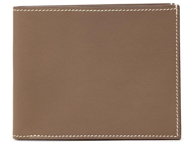 Hermès Brown Swift Citizen Twill Compact Wallet Taupe Leather Pony ...