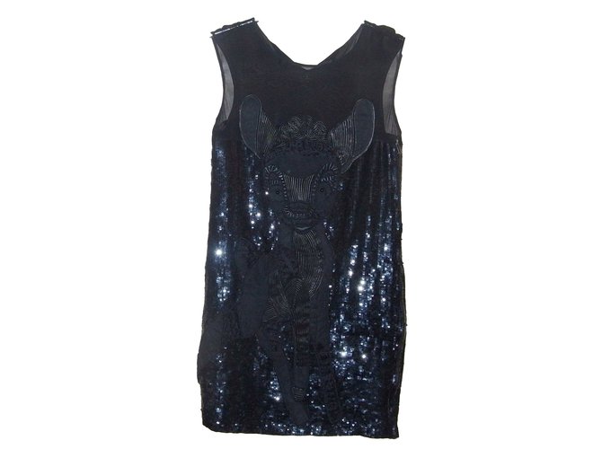 Jc De Castelbajac Robes Cuir Soie Noir ref.78594 - Joli Closet