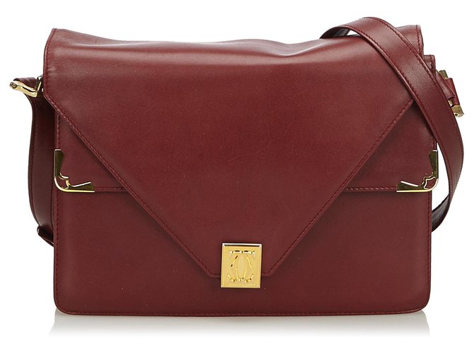 Sac bandoulière Must de Cartier en cuir rouge de Cartier Bordeaux ref ...