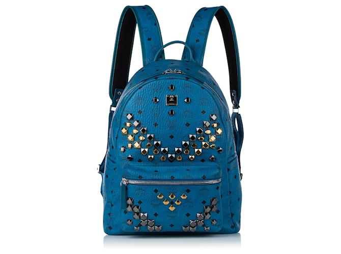 MCM Blue Visetos Stark Leather Backpack Pony-style calfskin ref.511234 ...