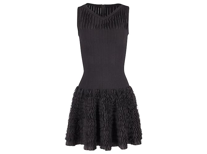 Alaïa Mini robe texturée sans manches Alaia en laine noire ref.641276 ...