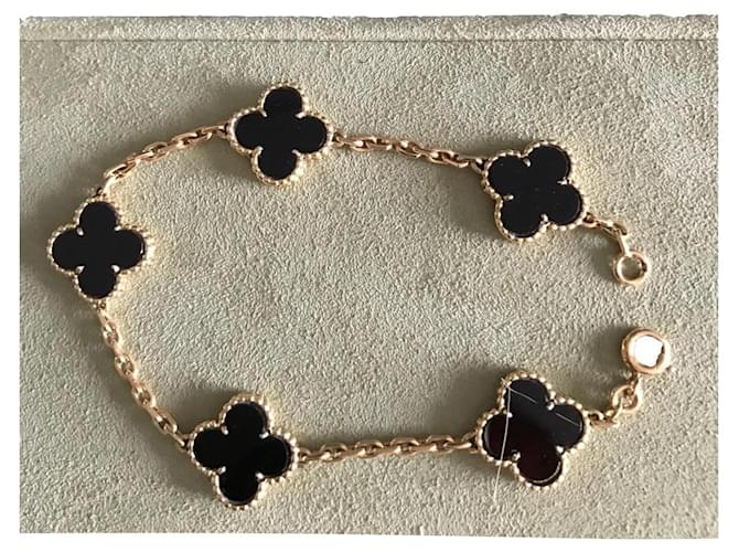 Van Cleef & Arpels Alhambra vintage bracelet Black Yellow gold ref ...