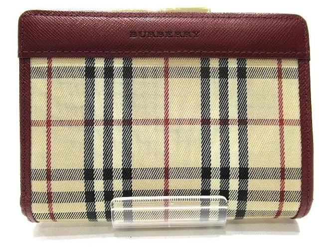 Autre Marque Burberry Nova Check Bordeaux Canvas Bi Fold Wallet in Good Condition ref.1459562 Joli Closet