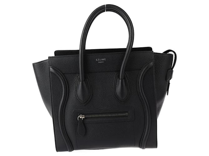 CELINE Micro Luggage Handbag Leather Black Shopper Tote Bag