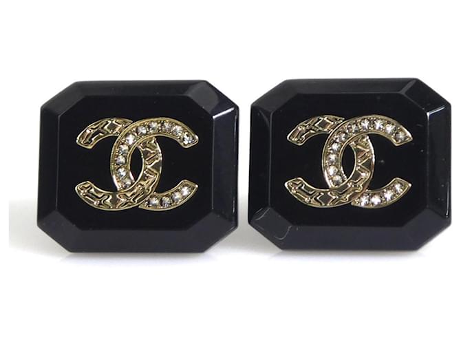 Chanel earrings black and gold store