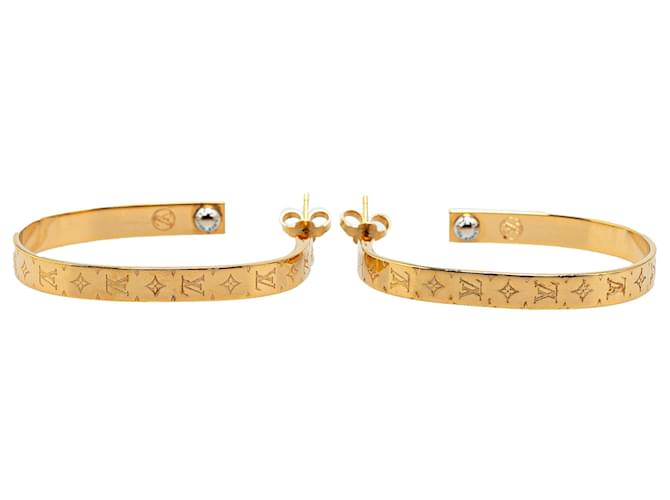 Gold Louis Vuitton Gold Plated Nanogram Hoop Earrings Golden Gold plated ref.1761790 Joli Closet