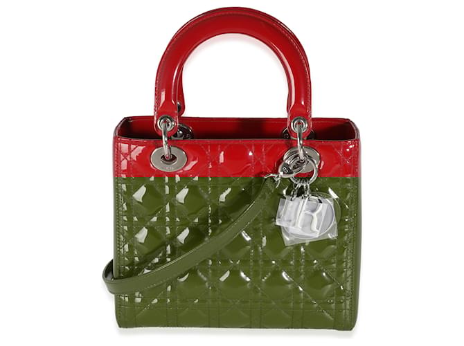 Christian Dior Red Patent Cannage Medium Lady Dior Patent leather ref.1878393 Joli Closet