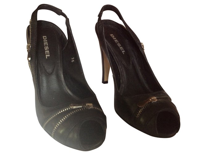 Diesel Heels Black Leather ref.10385 - Joli Closet