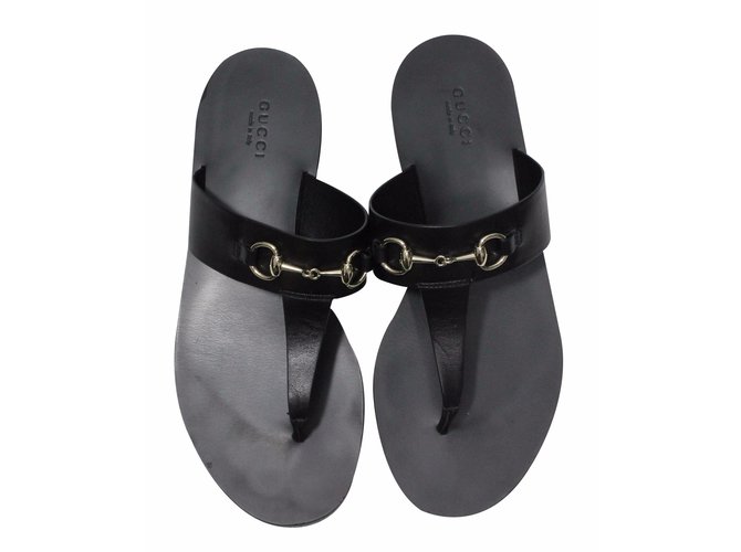 Gucci Sandales Cuir Noir ref.22053 - Joli Closet