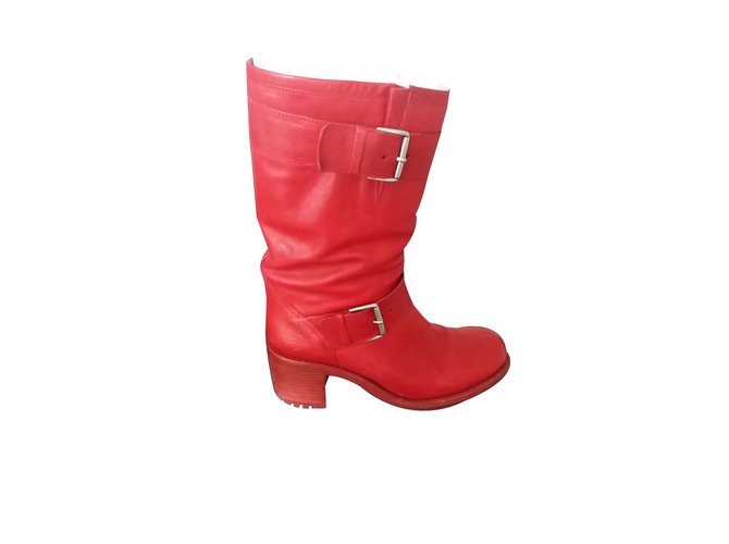 Free Lance Bottes Cuir Rouge ref.37703 - Joli Closet