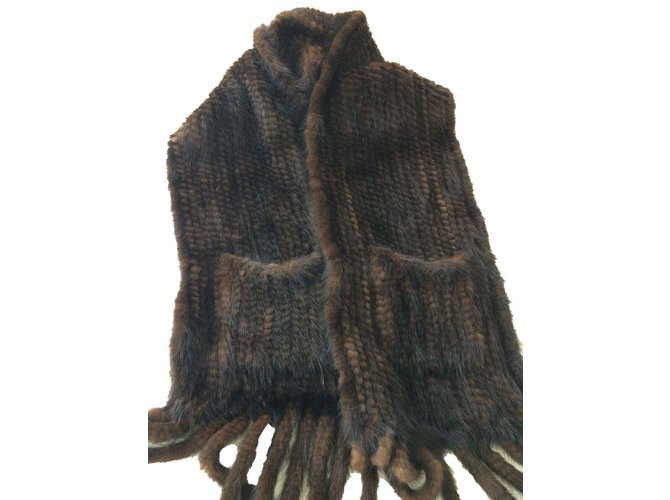 Yves Salomon Echarpe Fourrure Marron foncé ref.46434 - Joli Closet