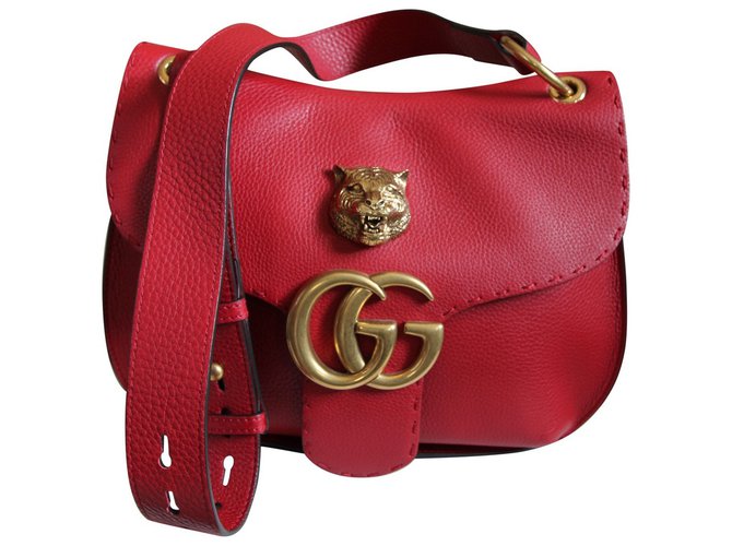 Gucci Marmont Cuir Rouge ref.47072 - Joli Closet