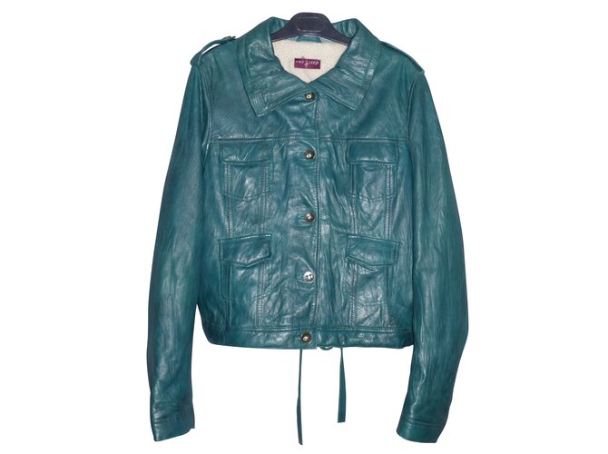 One step Jacket Green Leather ref.47782 - Joli Closet