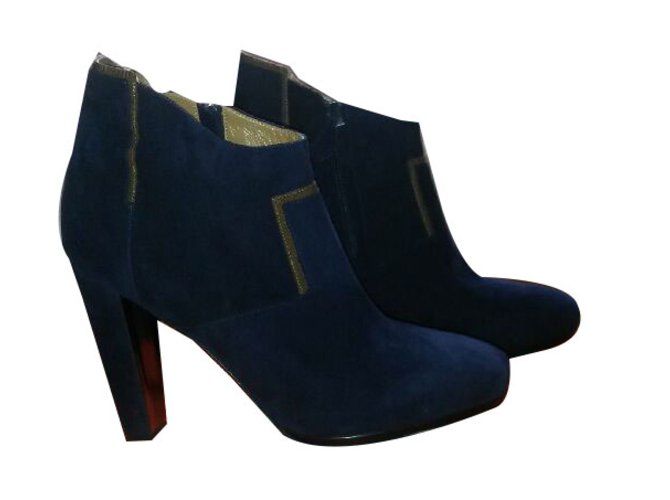 Bottines Hermès Boots à talon Daim Bleu ref.51822 - Joli Closet