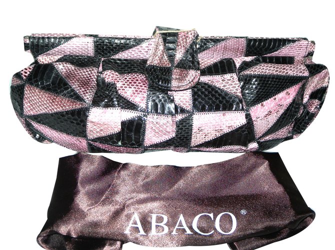 Abaco Clutch bags Black Pink Python ref.62344 - Joli Closet