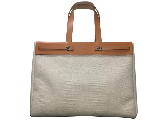 Hermès Hèrmes Herbag double Eggshell Cloth ref.87905 - Joli Closet